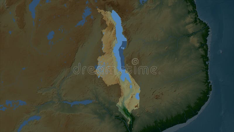 Malawi Highlighted. Physical Stock Illustration - Illustration of ...