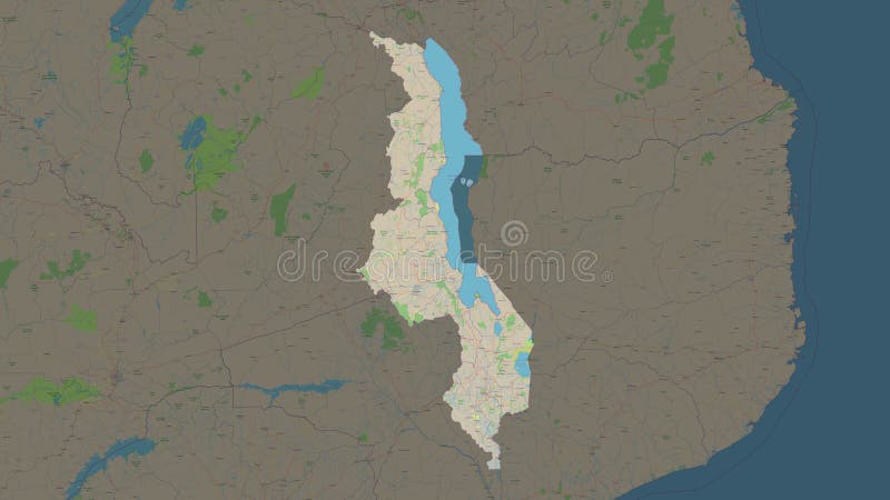 Malawi Highlighted. Topo Standard Stock Illustration - Illustration of ...