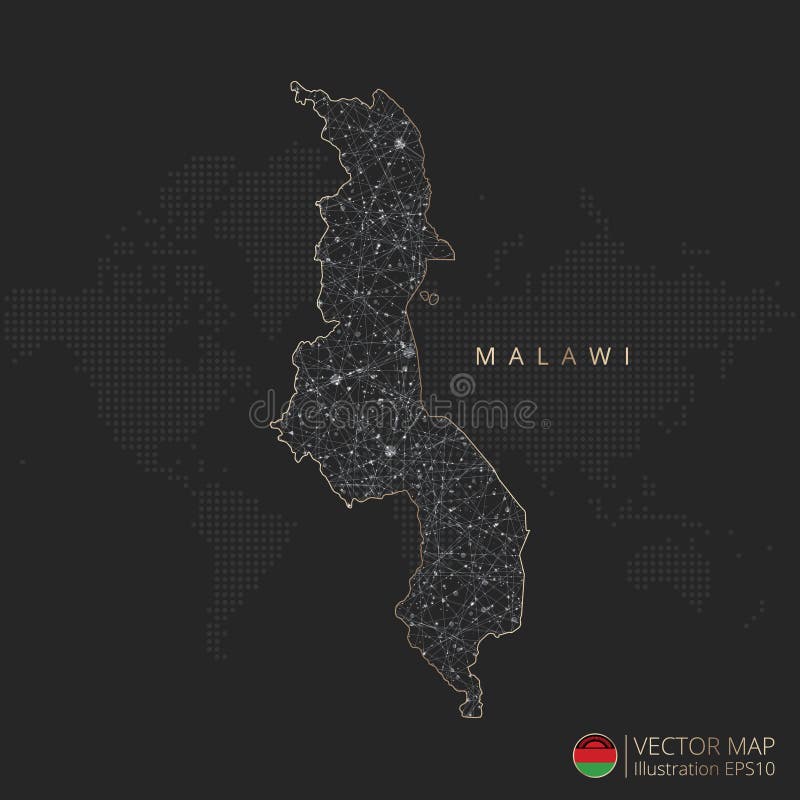 Malawi Map Abstract Geometric Mesh Polygonal Light Concept Stock Vector ...
