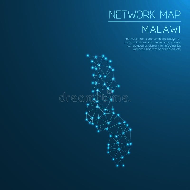 Malawi network map. stock vector. Illustration of landmark - 108515556