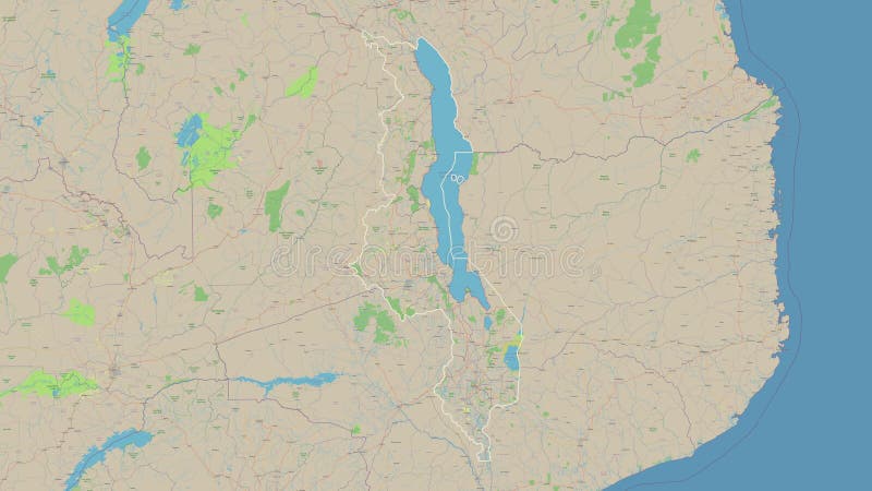 Malawi Outlined. Topo Standard Stock Illustration - Illustration of ...