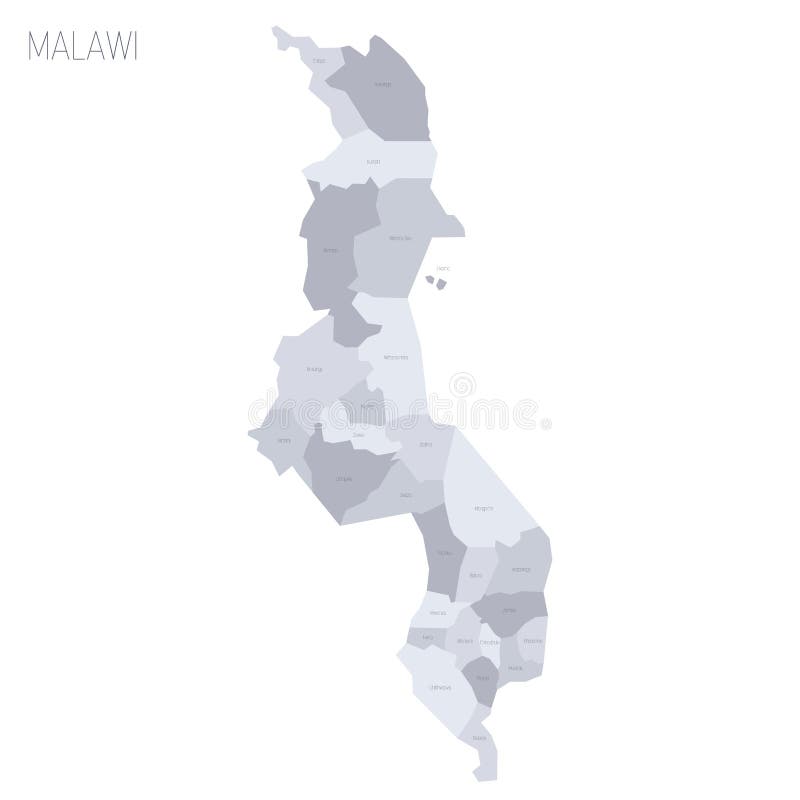 Malawi Political Map of Administrative Divisions Stock Vector ...