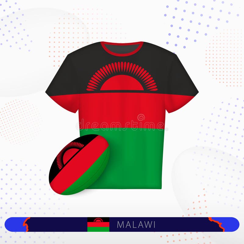 Malawi Rugby Jersey with Rugby Ball of Malawi on Abstract Sport ...