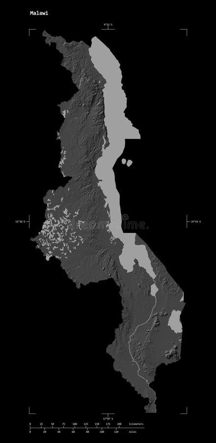 Malawi Shape on Black. Bilevel Stock Illustration - Illustration of ...