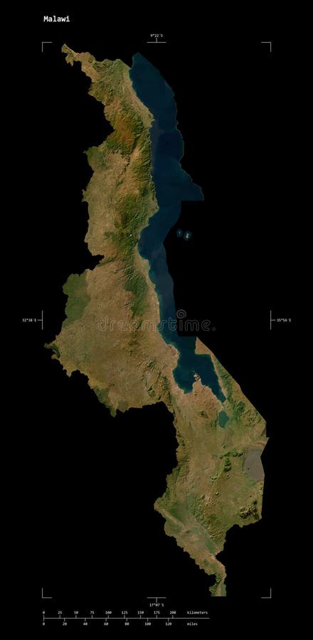 Malawi Shape on Black. Low-res Satellite Stock Illustration ...
