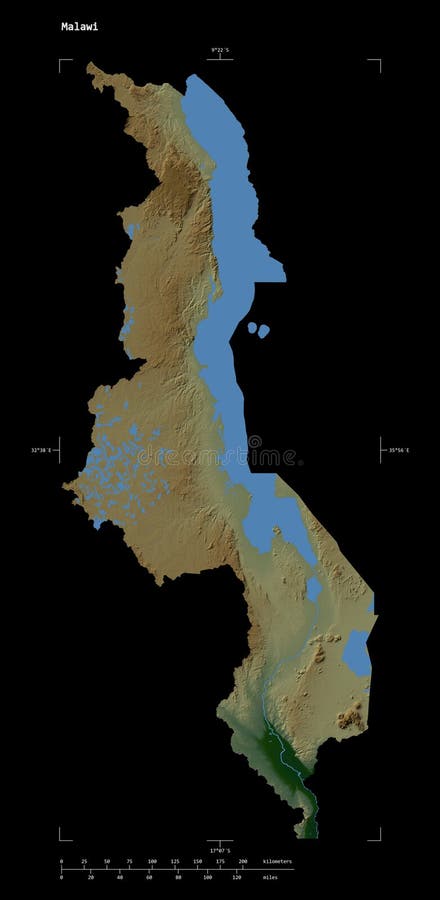Malawi Shape on Black. Physical Stock Illustration - Illustration of ...