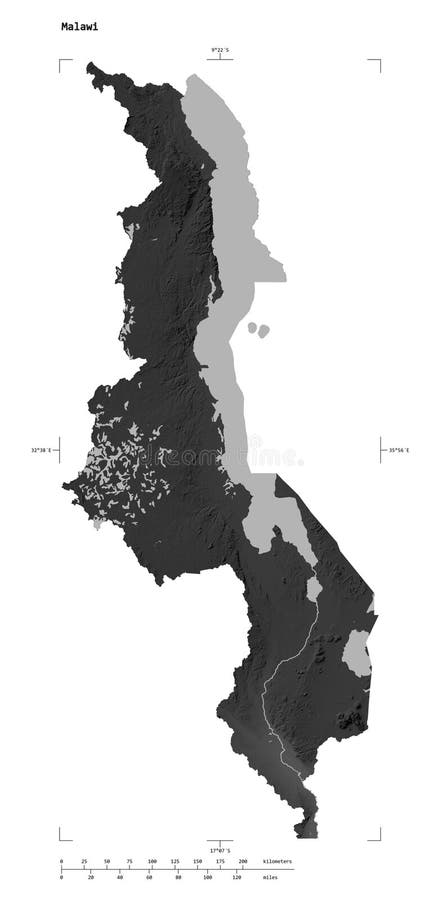 Malawi Shape on White. Grayscale Stock Illustration - Illustration of ...