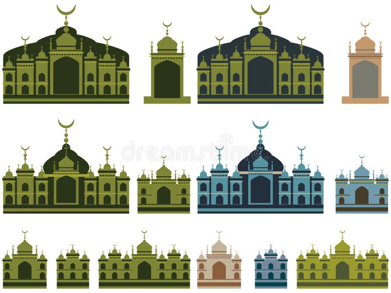 Malay Islam Building Set Color Stock Vector - Illustration of east ...