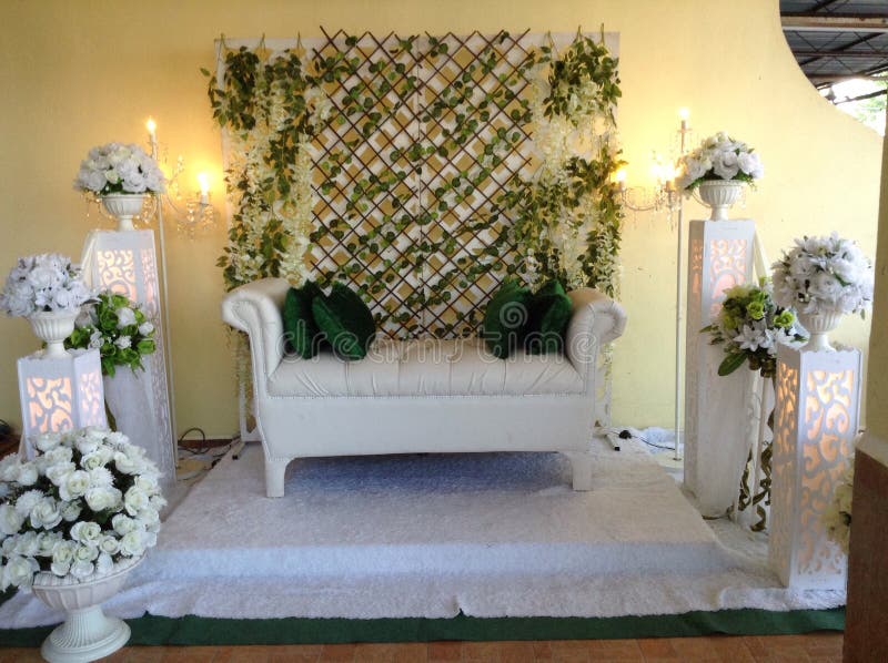 Wedding Dais or Altar on a Stage, Simple and Elegant with White Stock ...