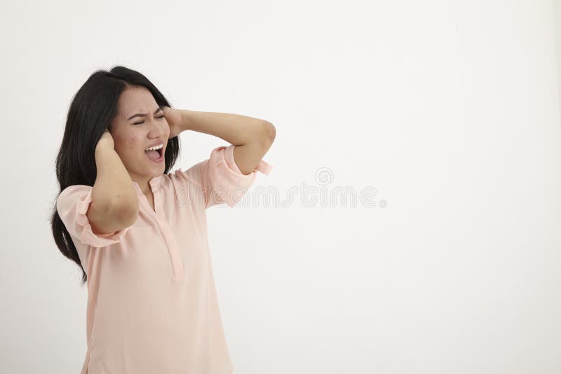 Shouting stock photo. Image of nervous, screaming, ears - 105794418