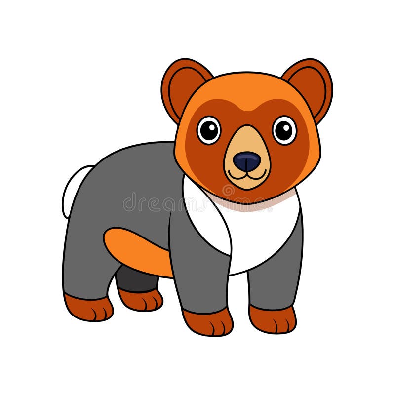 Malayan Sun Bear Coloring Outline for Kids Stock Photo - Illustration ...