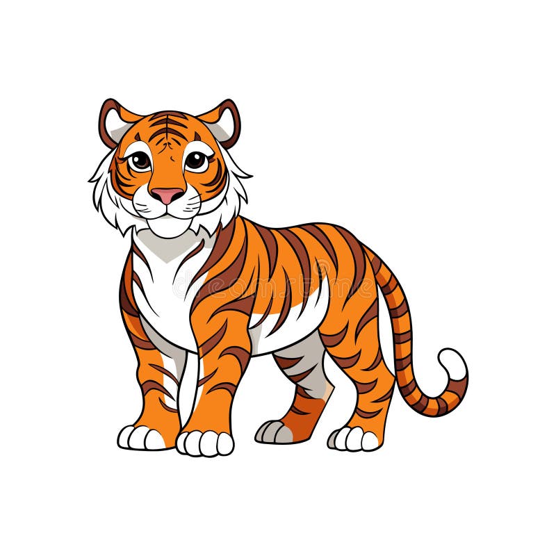 Malayan Tiger Coloring Page for Kids Stock Image - Illustration of kids ...