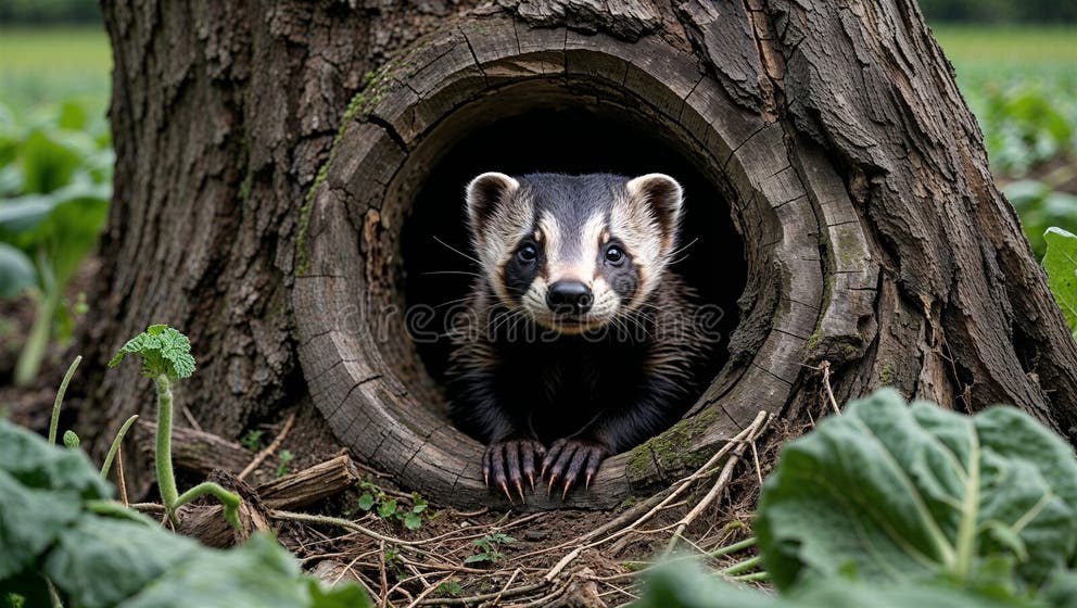 Malayan Weasel Crossing Path Near Compost Station Stock Illustration ...