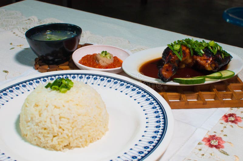 Malaysia Chicken Rice Set stock image. Image of herb - 176118315