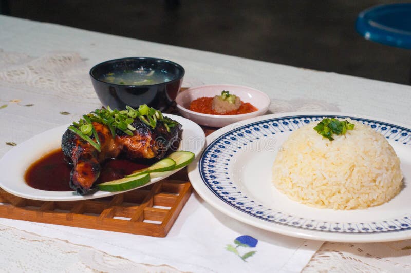 Malaysia Chicken Rice Set stock image. Image of food - 176118429
