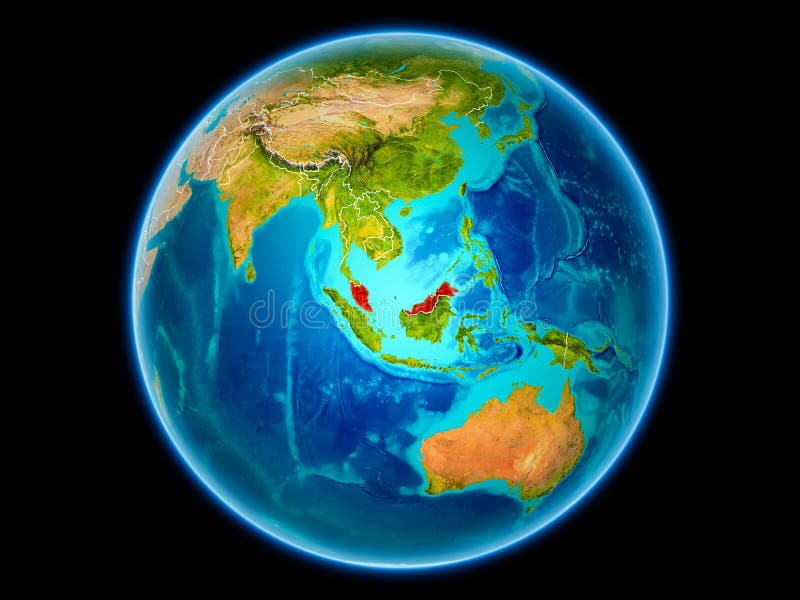 Malaysia from space stock illustration. Illustration of region - 94639446
