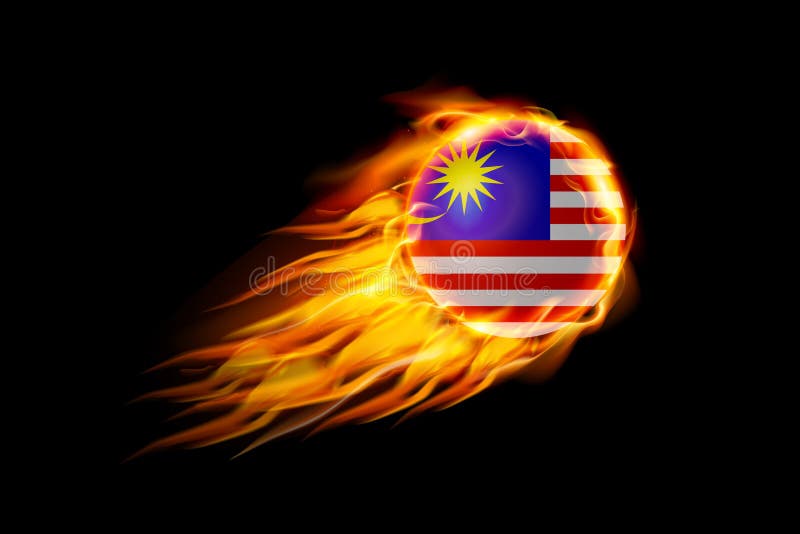 Malaysia Flag with Fire Fire Ball Realistic Design Stock Vector ...
