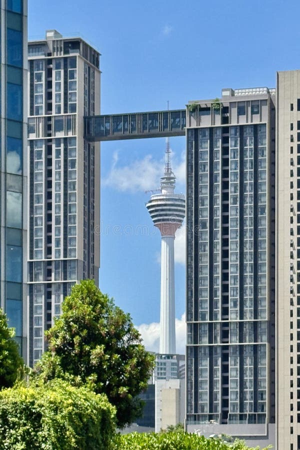 Kuala Lumpur Tower Standing between Two Buildings in Malaysia Stock ...