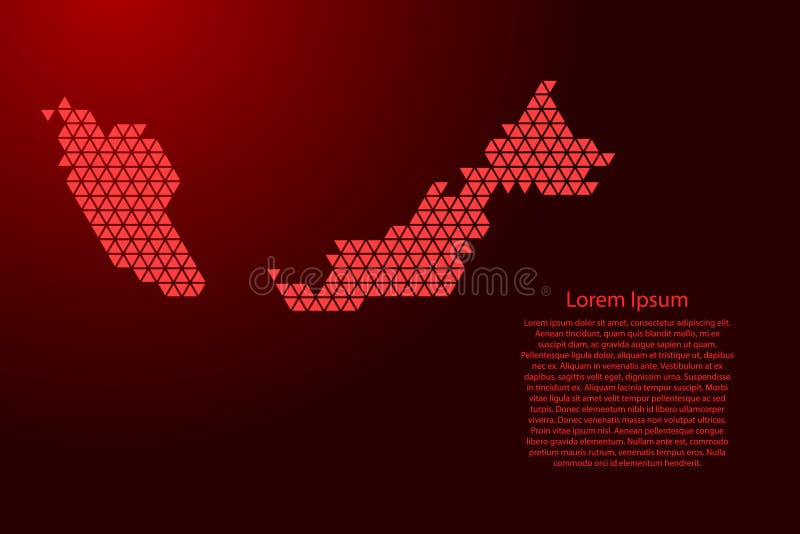Malaysia Map Abstract Schematic from Red Triangles Repeating Pattern ...