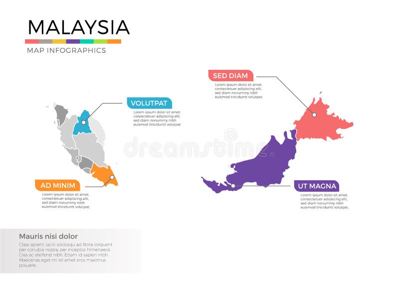Malaysia Map Infographics Vector Template with Regions and Pointer ...