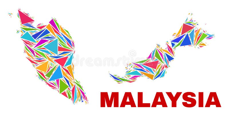 Malaysia Map - Mosaic of Color Triangles Stock Vector - Illustration of ...