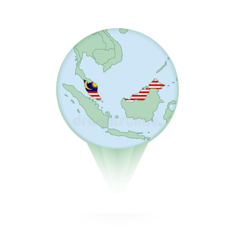 Malaysia Map, Stylish Location Icon with Malaysia Map and Flag Stock ...