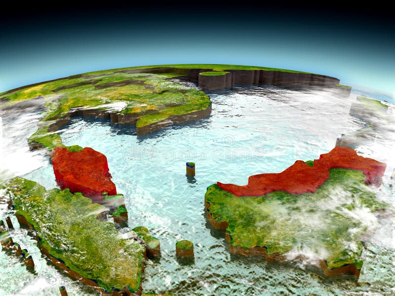 Malaysia on model of Earth stock illustration. Illustration of planet ...