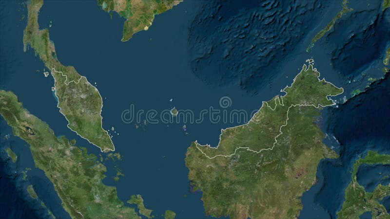 Malaysia Outlined. High-res Satellite Stock Illustration - Illustration ...