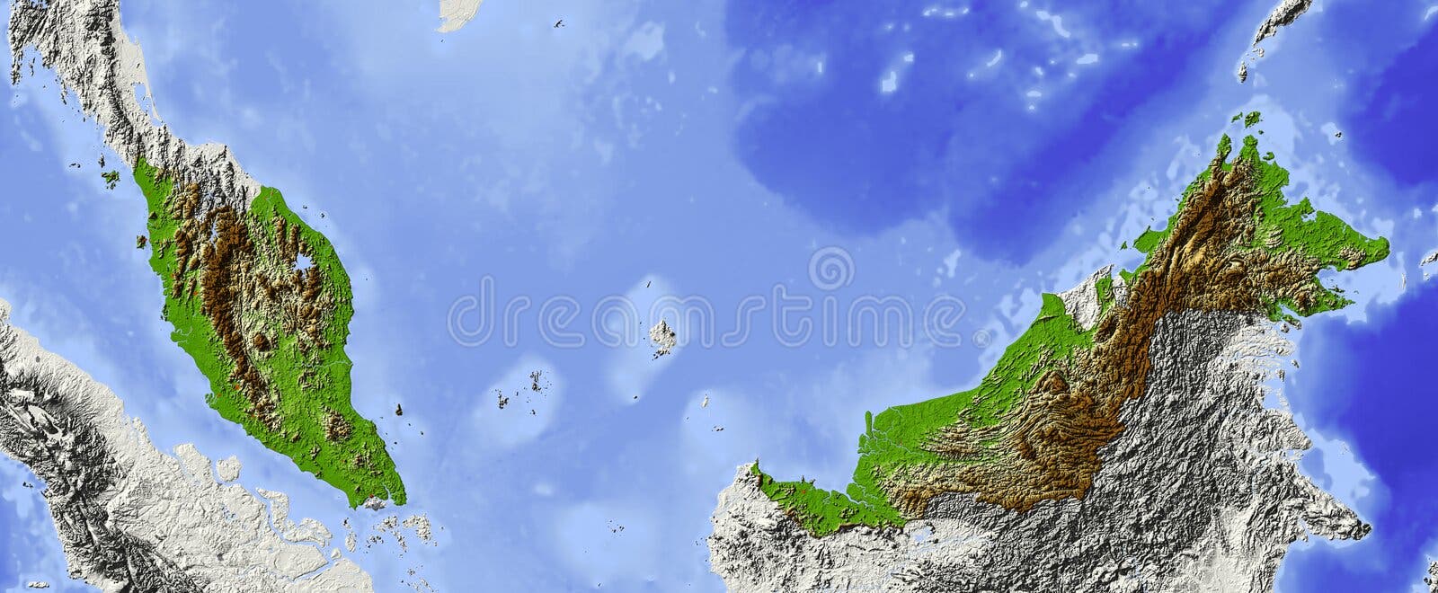 Asia, shaded relief map stock illustration. Illustration of topographic ...