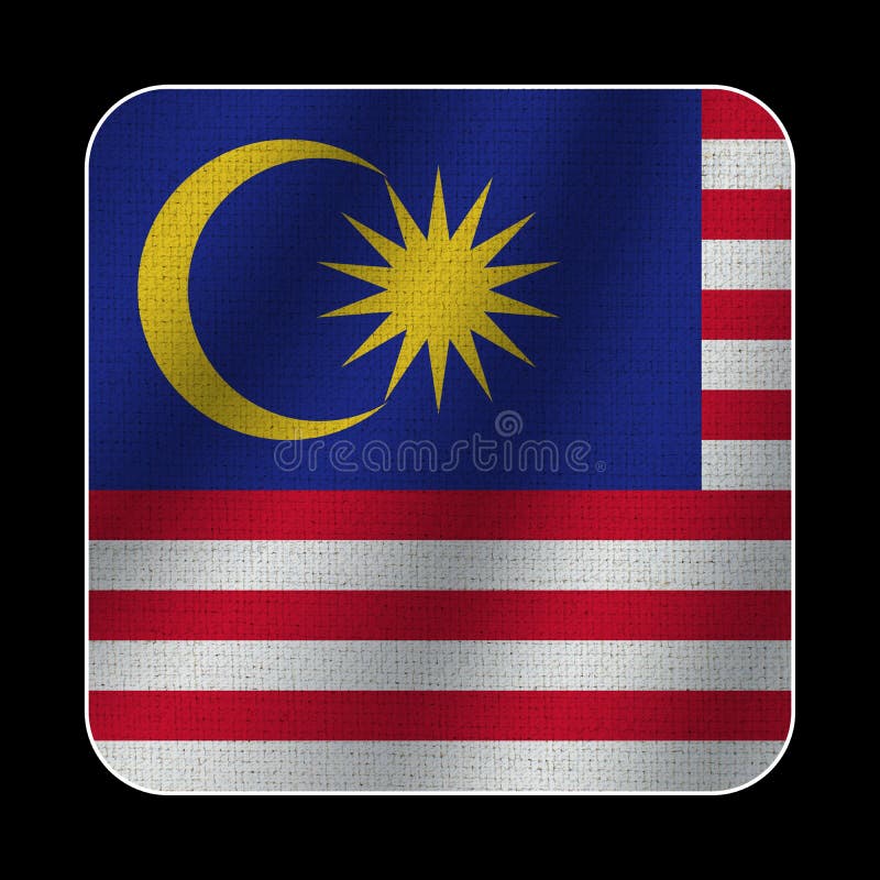 Malaysia Square Flag, Fabric Pattern Texture, Black Background, 3D ...