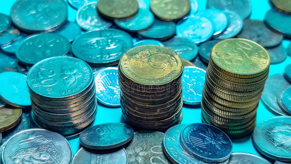 Malaysian Coin Stacking and Distribution Stock Photo - Image of purple ...