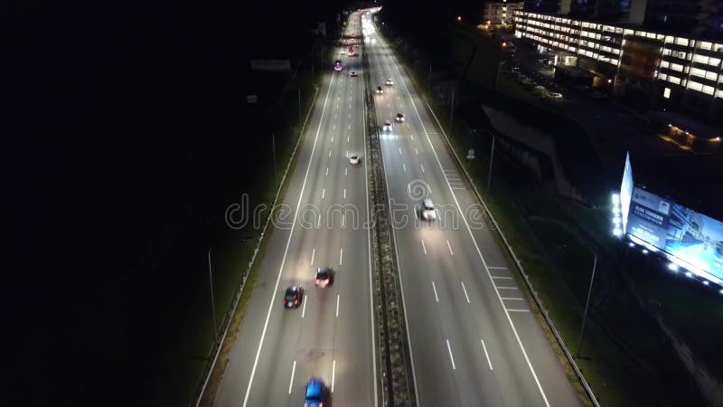 Forward Overhead View of the Highway at Night in Malaysia. Stock ...