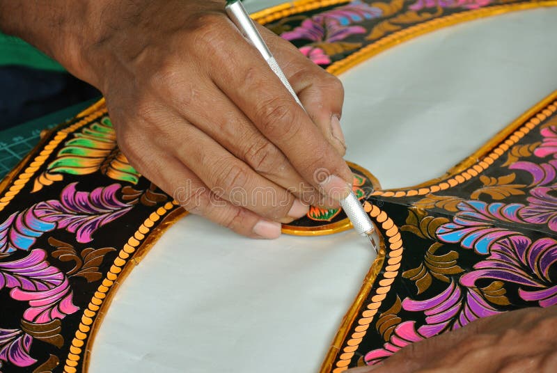 Malaysian Kite Maker Working on a Kite in His Workshop Stock Image ...