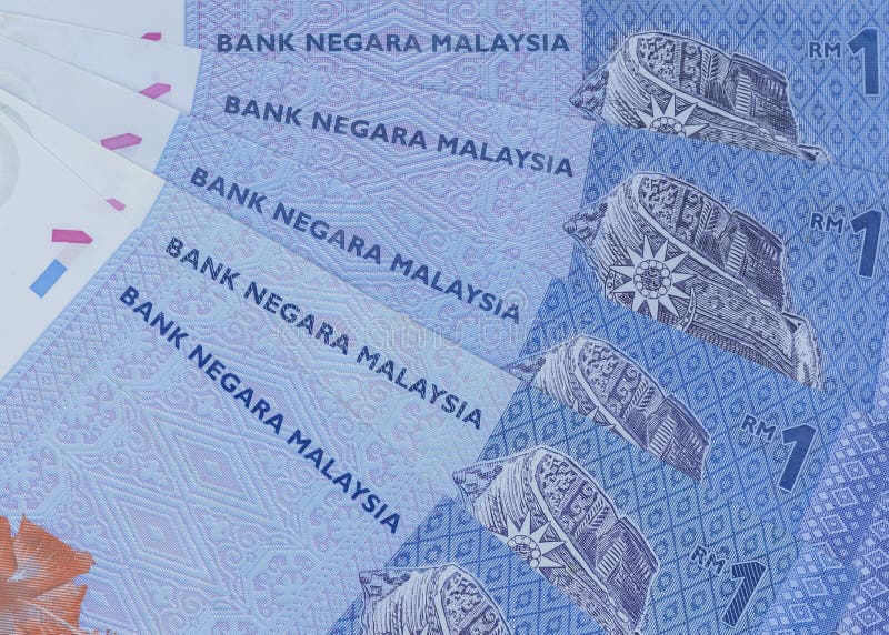 Malaysian One Ringgit Banknotes in a Fan Arrangement Closeup Stock ...
