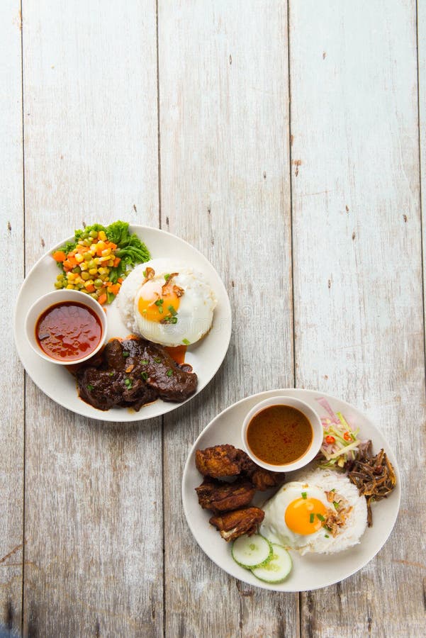 Malaysian Rice with Dish Top View Stock Image - Image of dinner, chilli ...