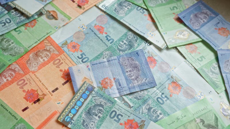 Malaysian Ringgit Banknotes in Various Denominations Scattered ...