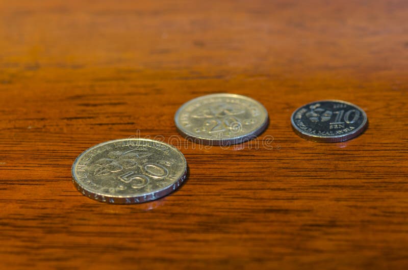 Malaysian ringgit coins stock photo. Image of alloy, five - 76827600