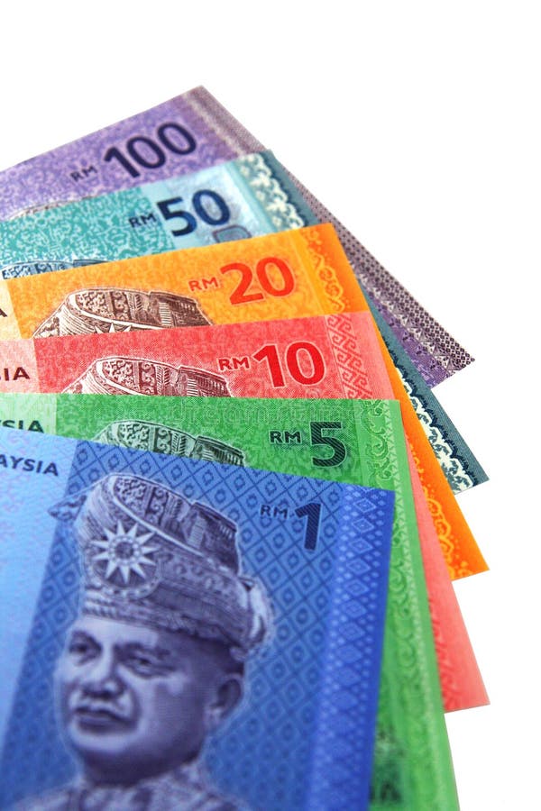 A Malaysian Ringgit on a Background of Brazilian Two Reais Bank Notes ...