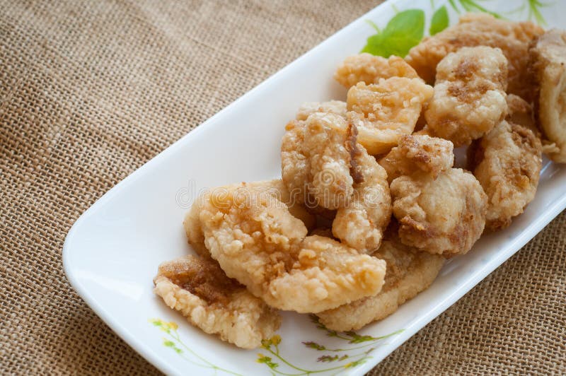 Malaysian Style Battered and Deep Fried Dory Fish Cubes. Stock Photo ...