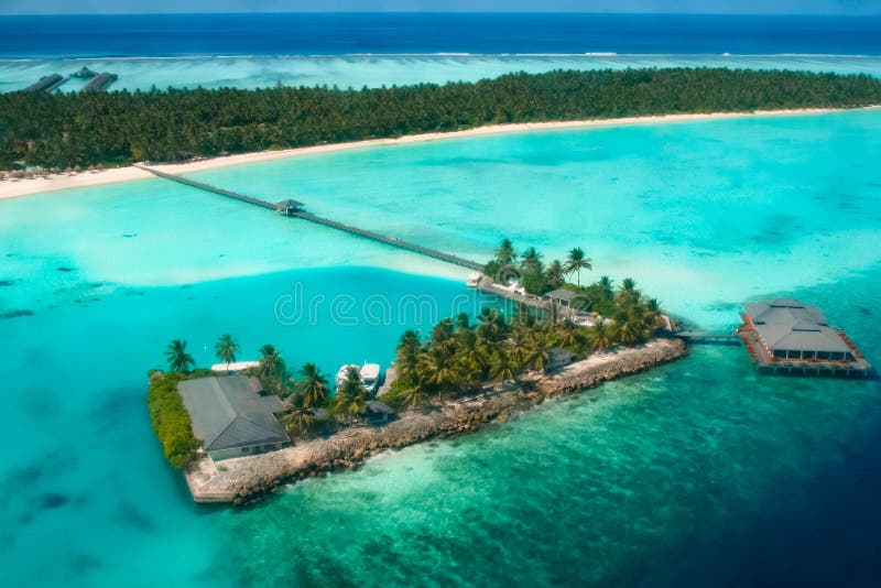 Maldives Aerial View of Island Stock Image - Image of turquoise, view ...