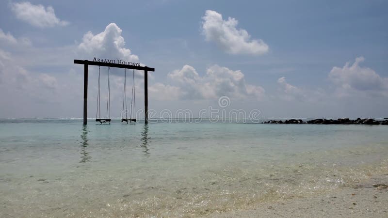 Swing in the Ocean. Maldives Beach. Stock Video - Video of coast ...