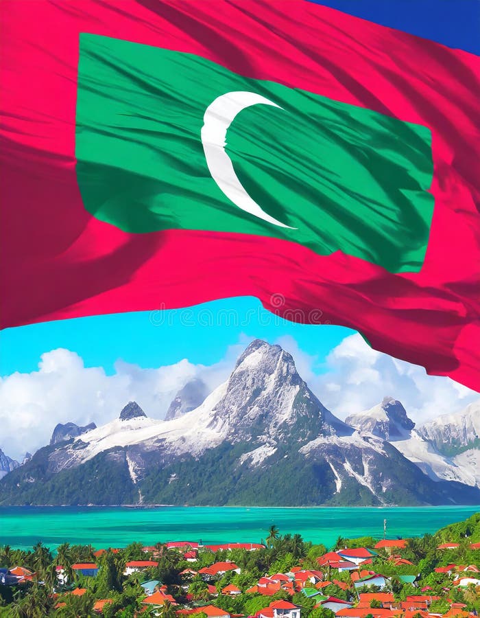 Maldives Flag stock illustration. Illustration of state - 307753631
