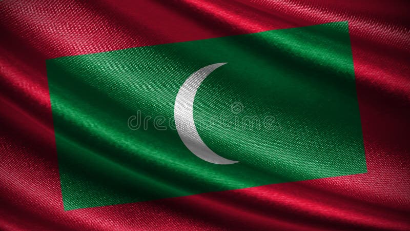 Maldives Flag with Realistic Silky Wave Texture Stock Illustration ...
