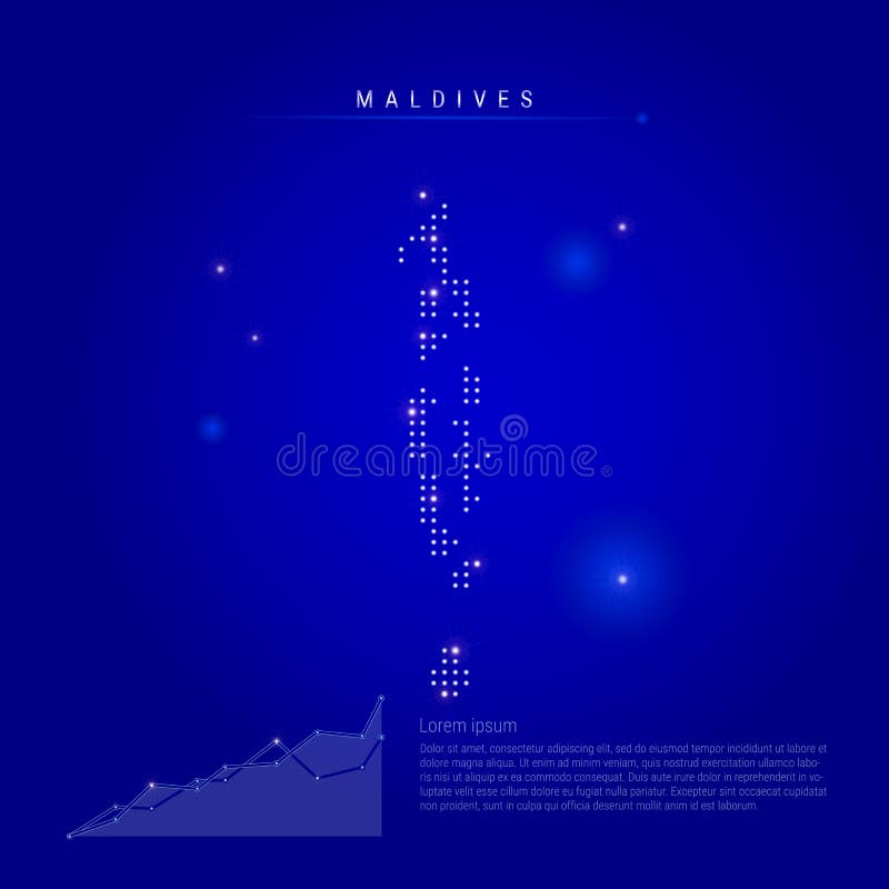 Maldives Illuminated Map With Glowing Dots. Dark Blue Space Background ... Maldives Illuminated Map With Glowing Dots. Dark Blue Space Background ...