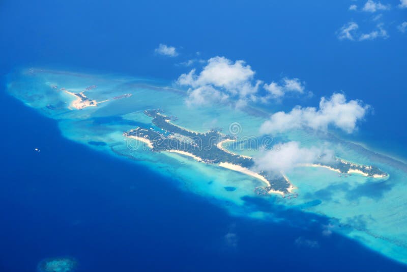 Maldives Islands Top View from Airplane Stock Image - Image of relax ...
