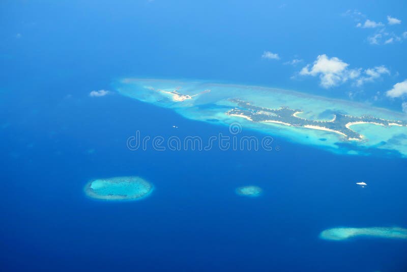 Maldives Islands Top View from Airplane Stock Photo - Image of relax ...