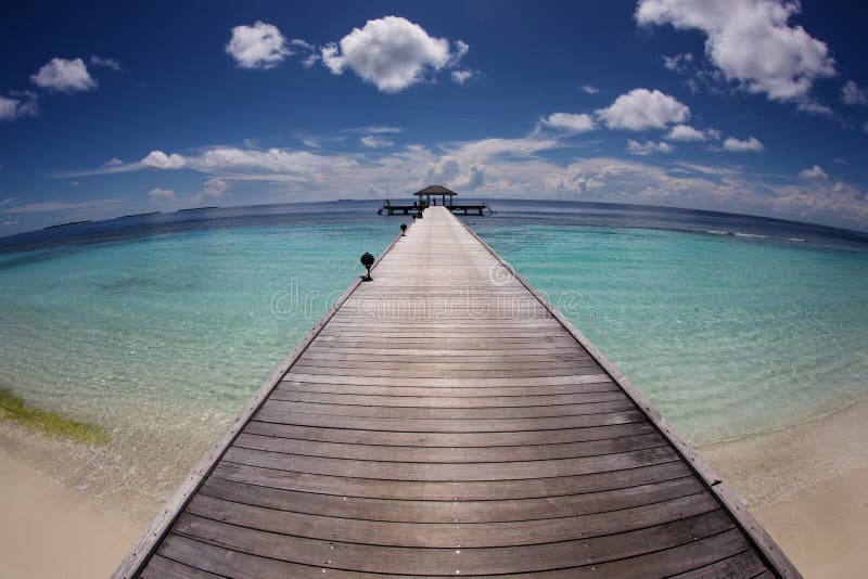 Maldives jetty stock image. Image of wood, horubadhoo - 53338811