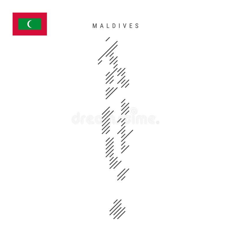 Maldives Map from Pattern of Black Slanted Parallel Lines. Flat Vector ...