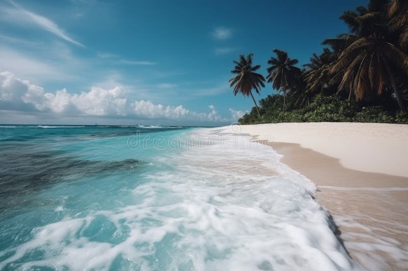 Maldives Ocean Beach. Generate Ai Stock Illustration - Illustration of ...