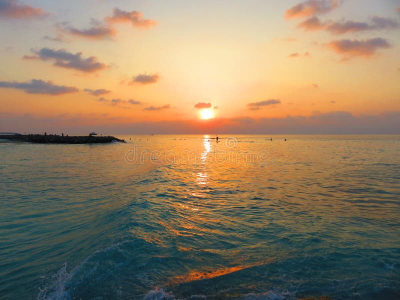 Maldives sunset. stock photo. Image of tropical, beach - 91919952